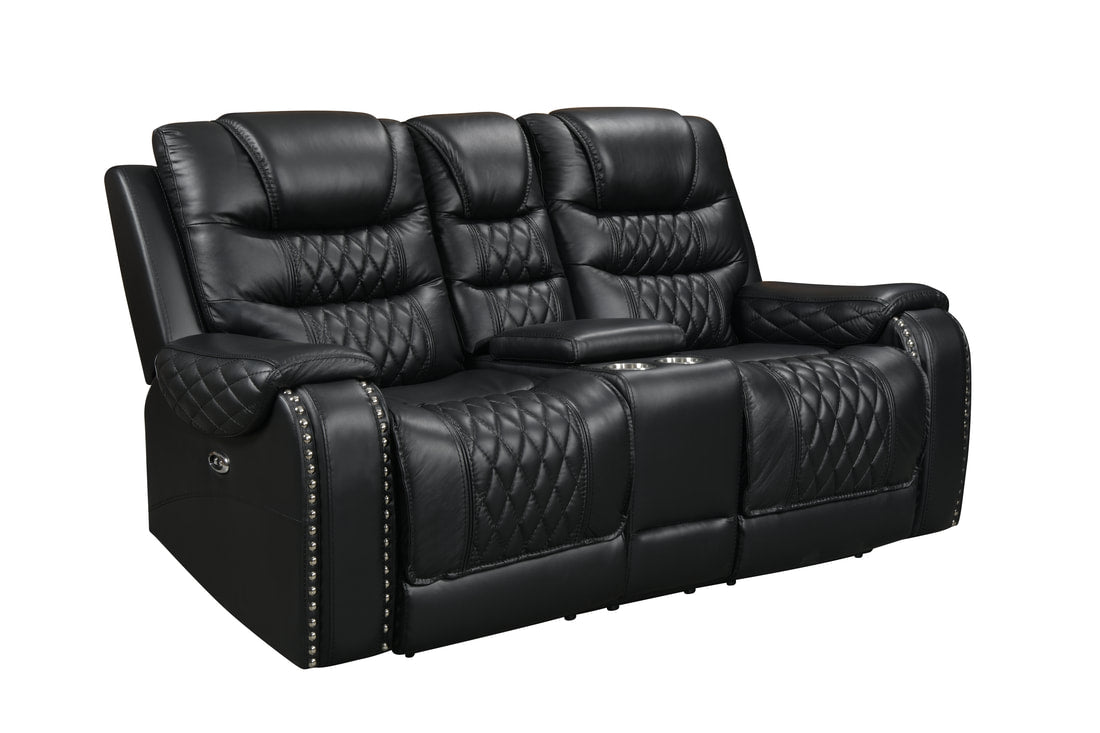 Harley Black Power TOP GRAIN LEATHER Reclining Set